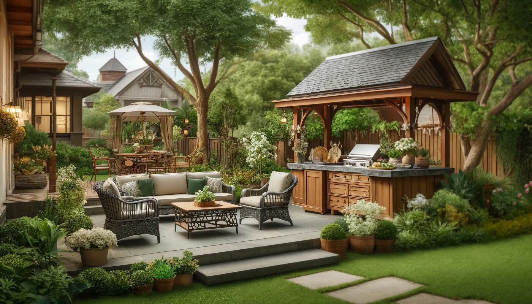 To Create a Paradise: 35 Backyard Covered Outdoor Kitchen Ideas