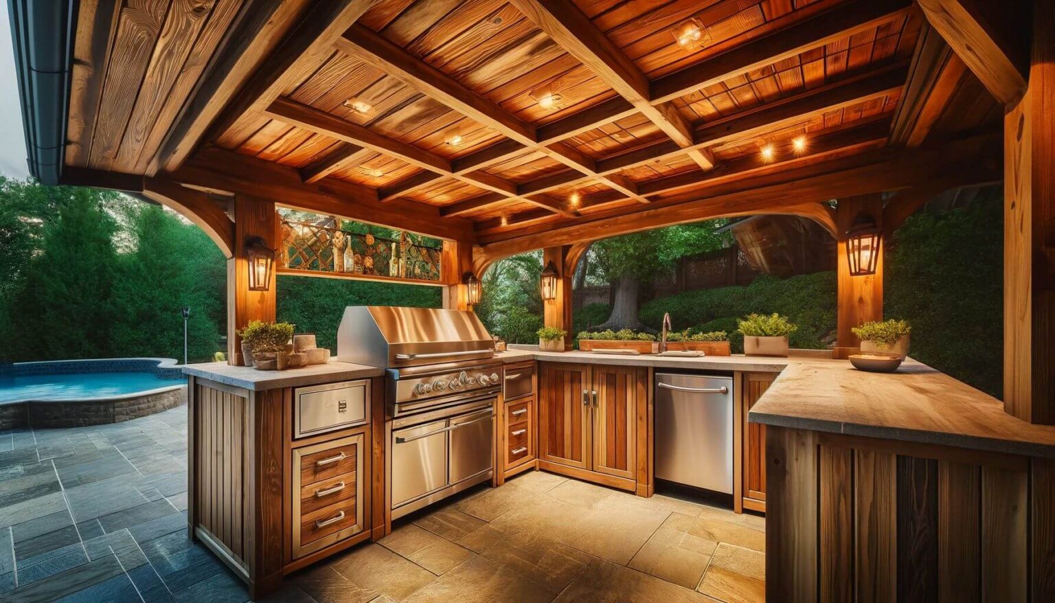 To Create a Paradise: 35 Backyard Covered Outdoor Kitchen Ideas