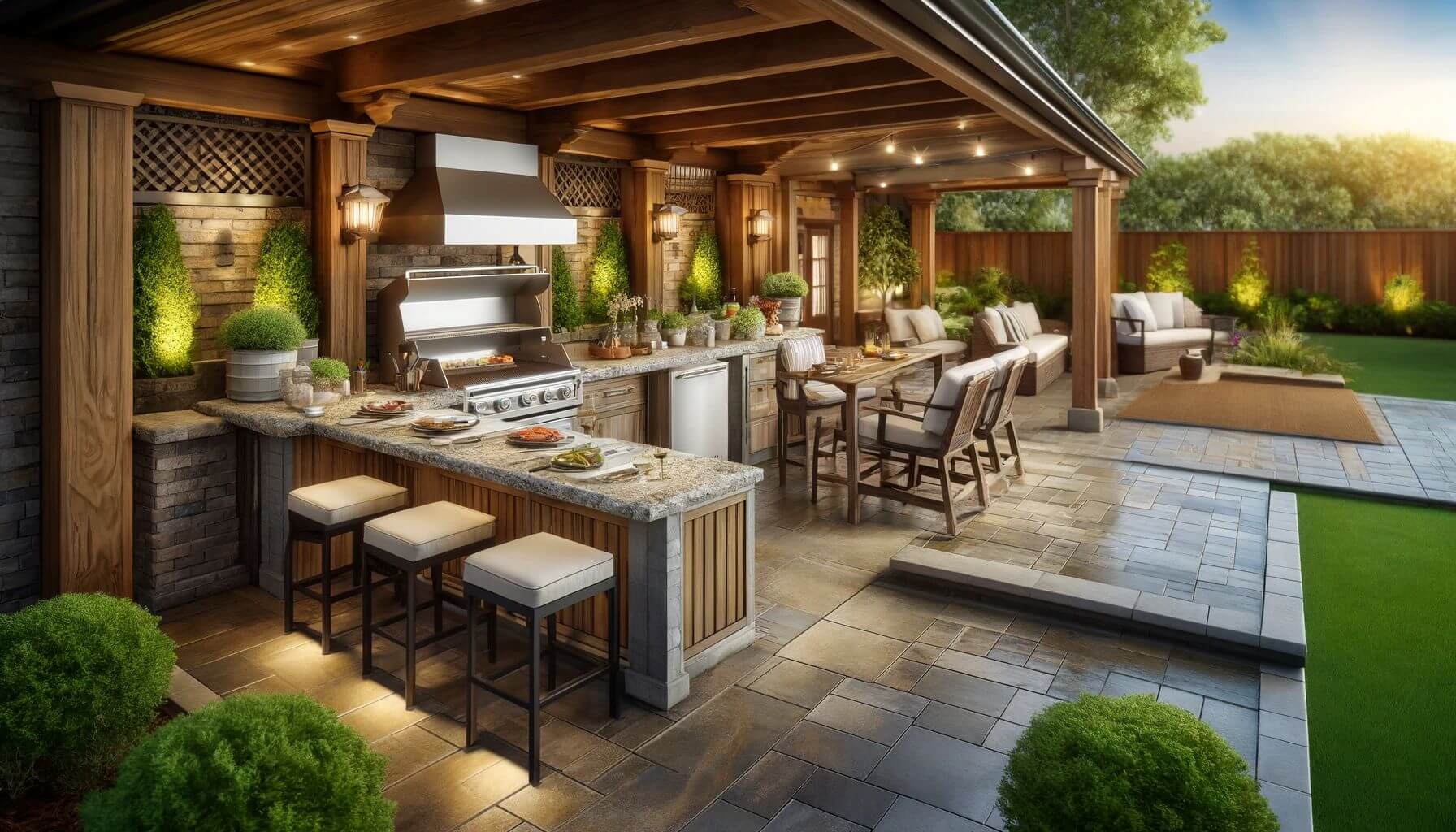 To Create a Paradise: 35 Backyard Covered Outdoor Kitchen Ideas