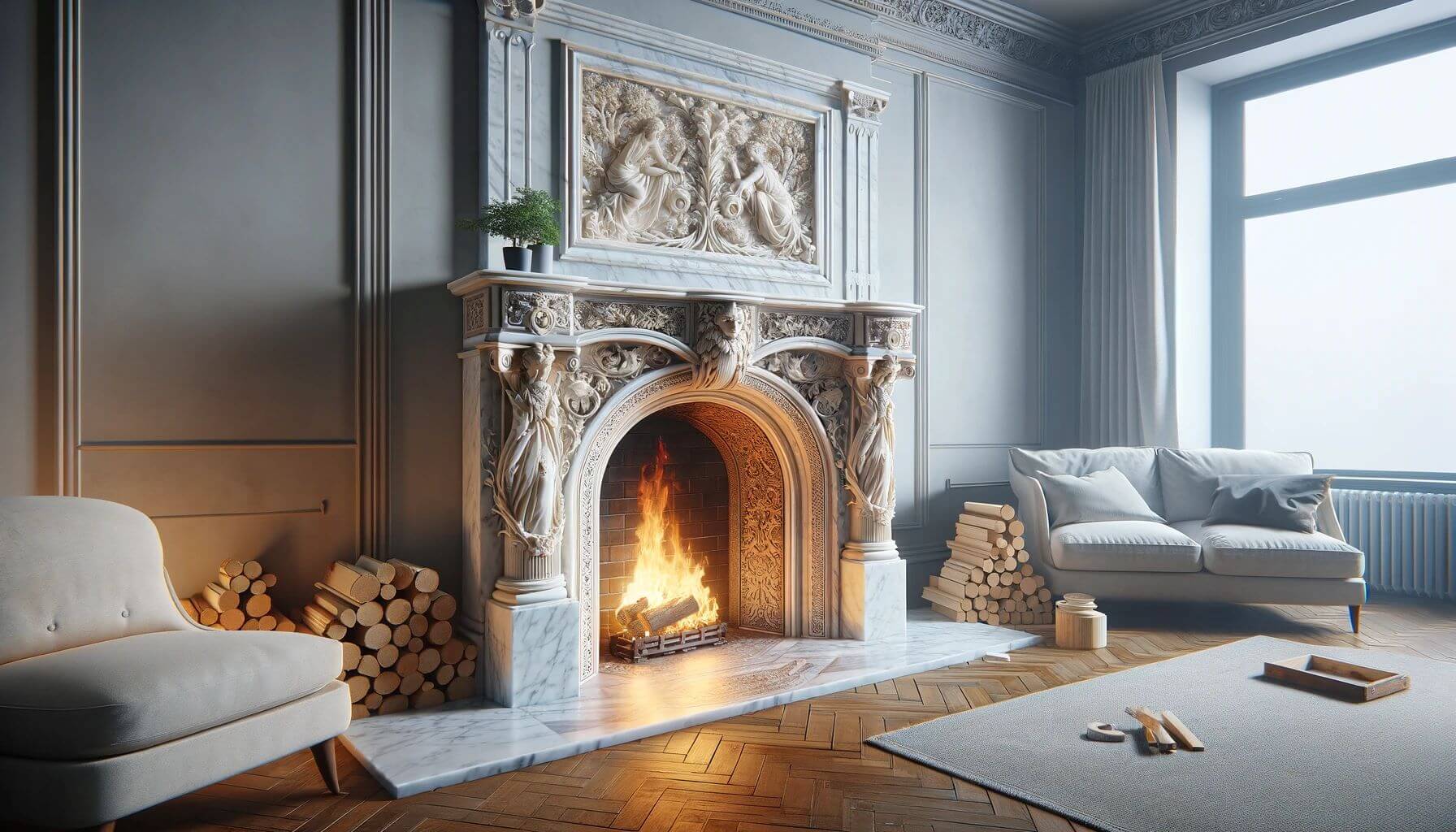 How To Design Interior Decor With Marble Fireplace: 25 Ideas - GWS ...