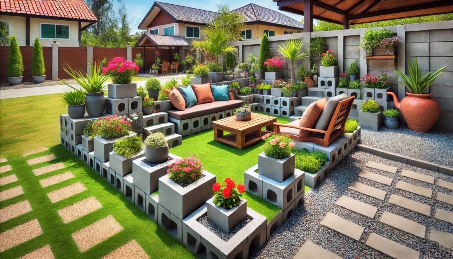 How to enhance your yard: 21 Unique Cinder Block Outdoor Design