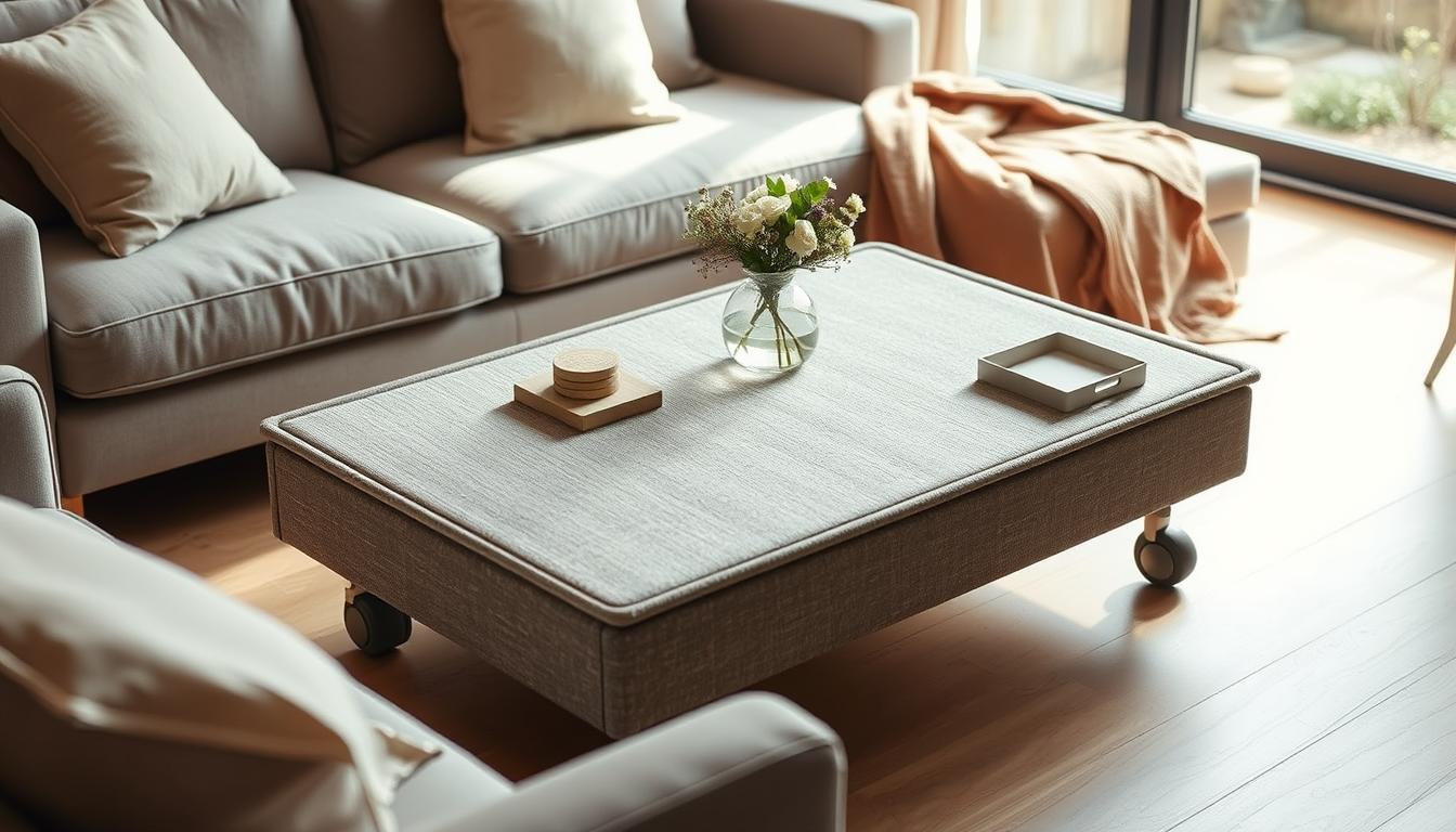 Fabric Coffee Table Wheels Table: Modern Mobility