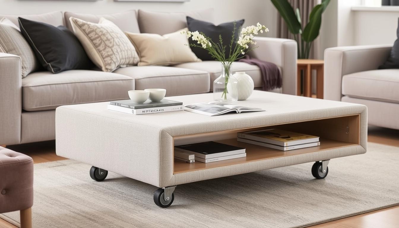 Fabric Coffee Table Wheels Table: Modern Mobility