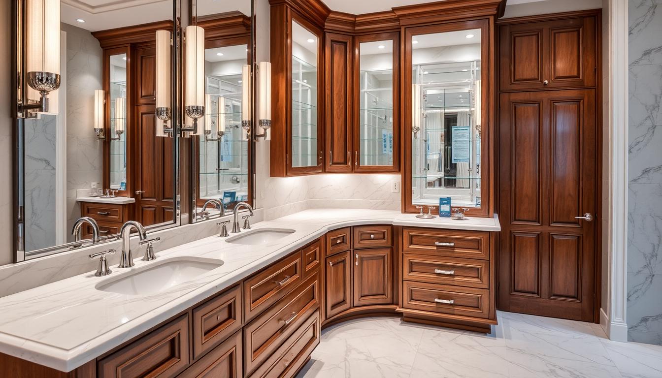 Bathroom Vanity With Glass Doors and Drawers: Elegant Storage