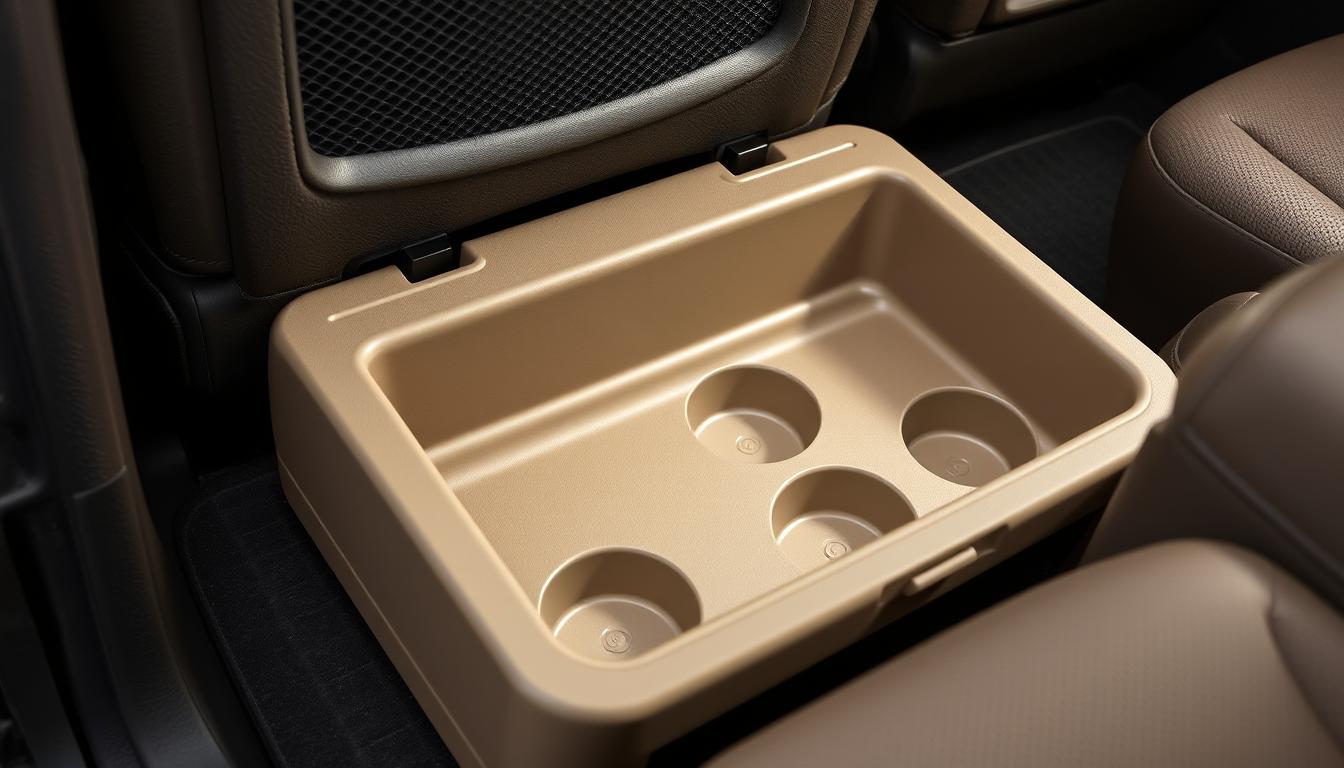 Beige 2nd Row Floor Mounted Storage Box With Box No Cup Holders