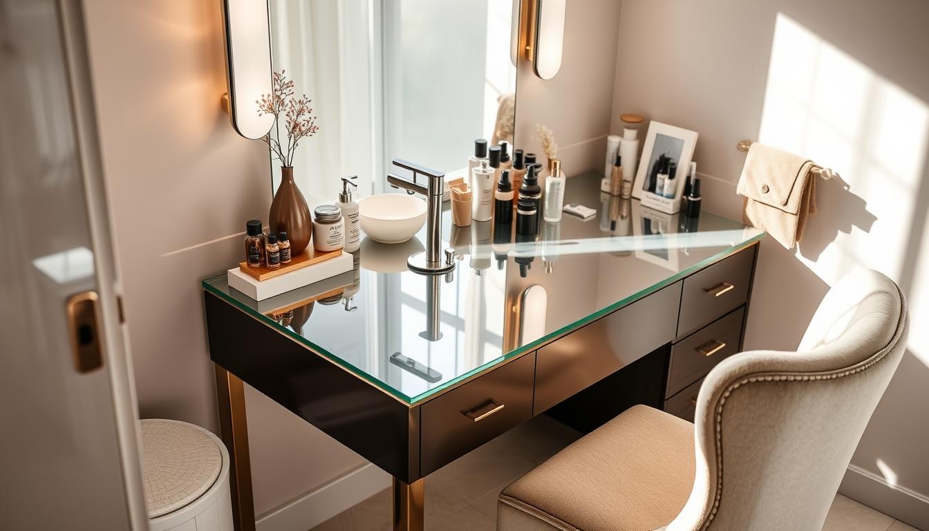 How To Enhance Your Space: Vanity with Glass Top