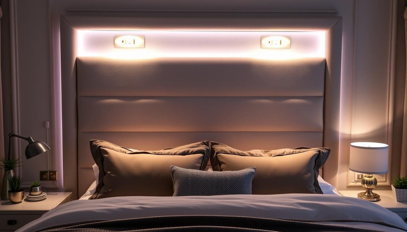 Upholstered Headboard Built In Lights: Bedroom Magic