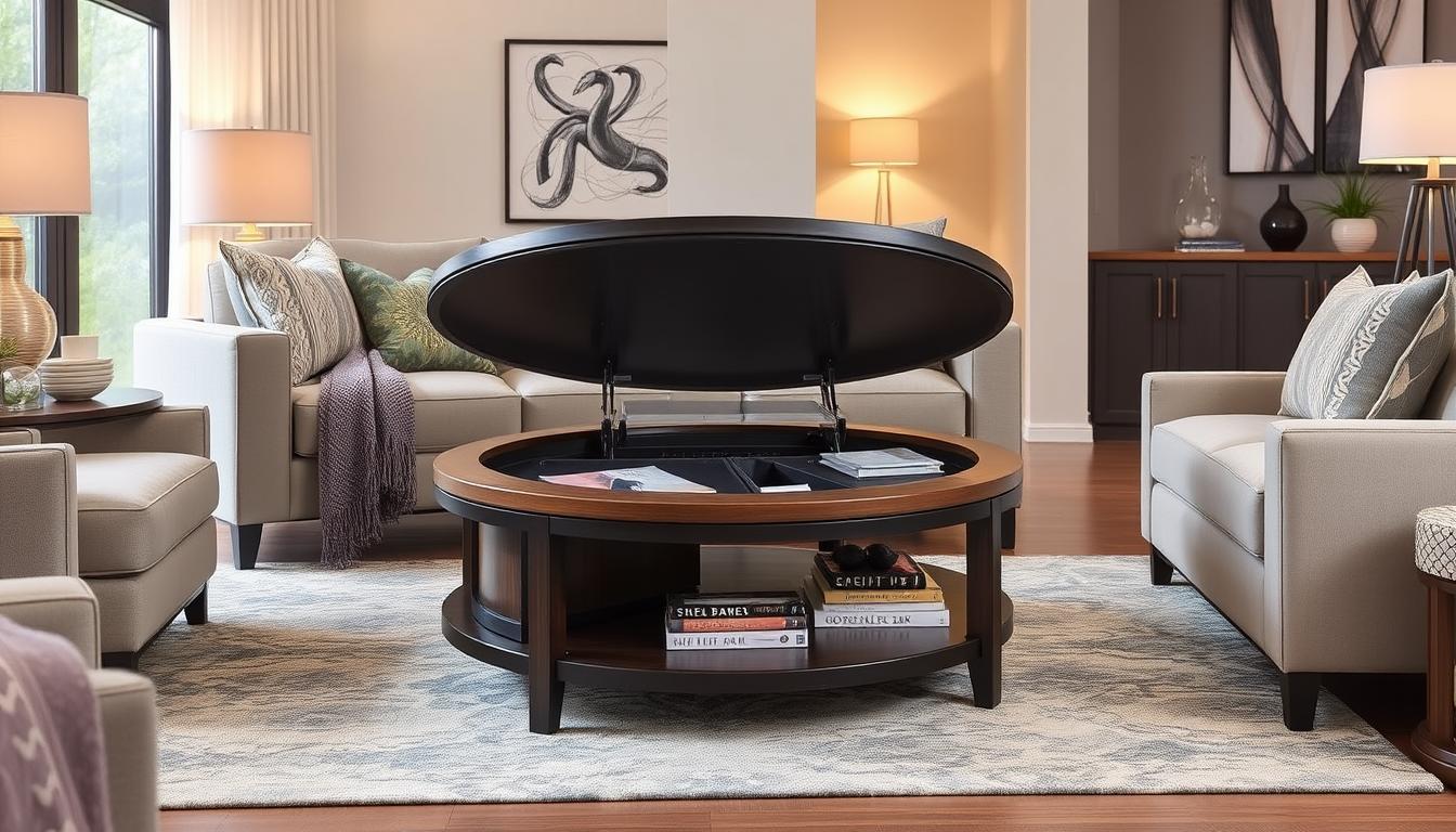 Round Lift Top Coffee Table: Smart Storage & Style