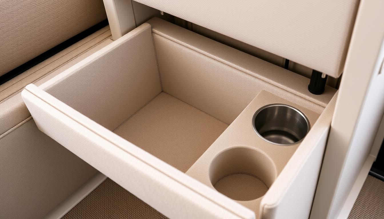 Beige 2nd Row Floor Mounted Storage Box With Box No Cup Holders