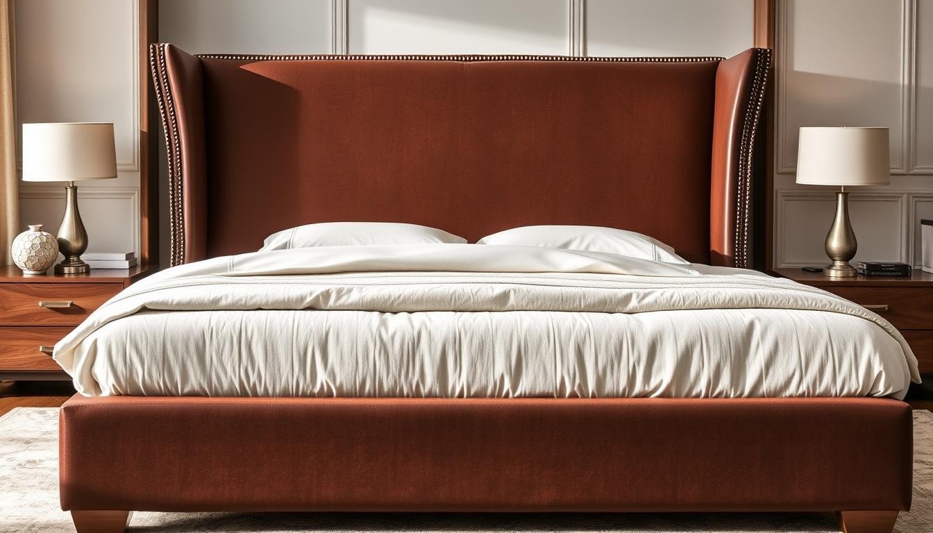 Wingback Brown Platform Bed: Modern Sleep Style