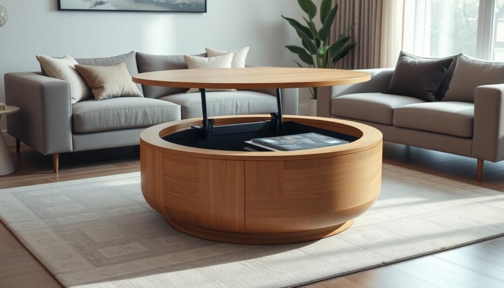 Round Lift Top Coffee Table: Smart Storage & Style