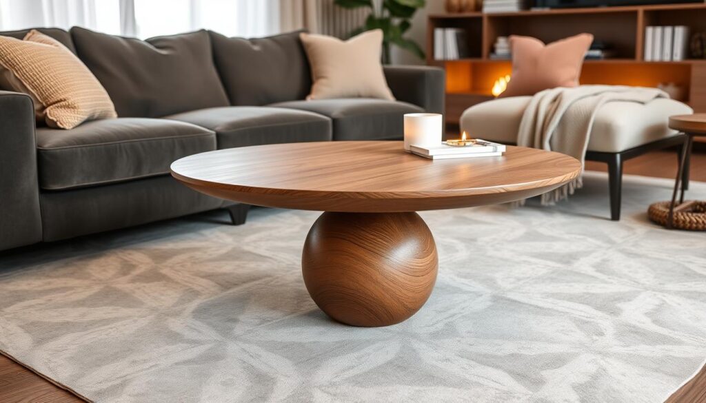 Round Wood Coffee Table with Ball Base: How To Elevate Spaces